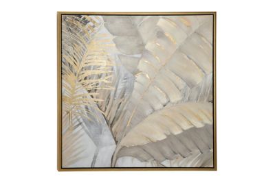 Harper & Willow Large Square Acrylic Painting of Beige Gray and Gold ...