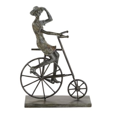 Harper & Willow 9 in. x 13 in. Dark Grey Polystone Bicycle Lady ...