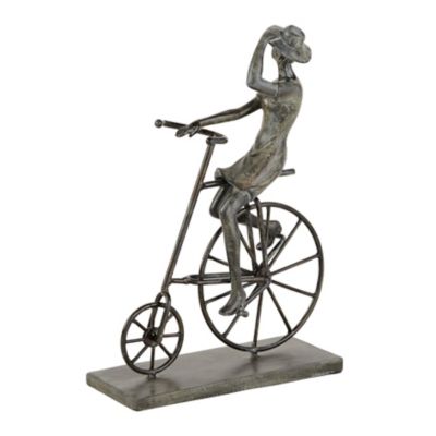 Harper & Willow 9 in. x 13 in. Dark Grey Polystone Bicycle Lady ...