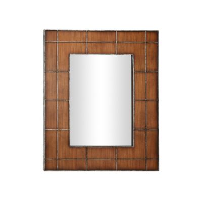 Harper & Willow Large Rectangular Golden Brown Wood Wall Mirror with ...