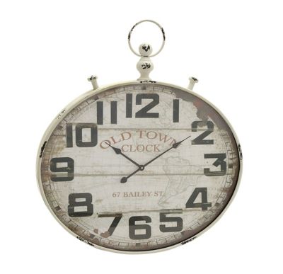 Harper & Willow Metal Pocketwatch Style Wall Clock, 36 in. x 3 in. x 32 ...