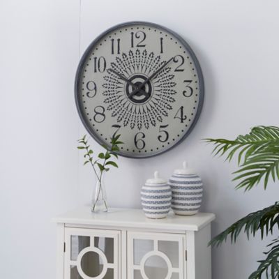 Harper & Willow Gray Metal Wall Clock 28 in. x 3 in. x 28 in. at ...
