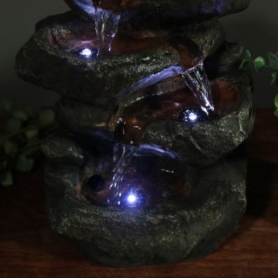 Sunnydaze Decor Indoor Stacked Rocks Illuminated Tabletop Water ...