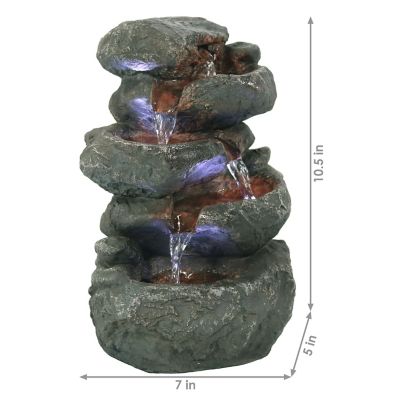 Sunnydaze Decor Indoor Stacked Rocks Illuminated Tabletop Water ...