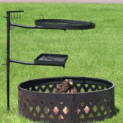 Sunnydaze Decor Outdoor Camping or Backyard Steel Adjustable Cooking ...