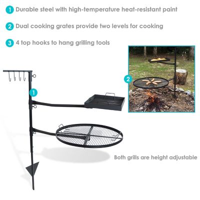 Sunnydaze Decor Outdoor Camping or Backyard Steel Adjustable Cooking ...