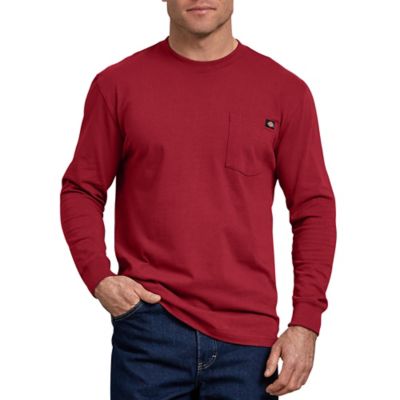 Dickies Men's Heavyweight Crew Neck Long-Sleeve T-Shirt, XL,English Red ...