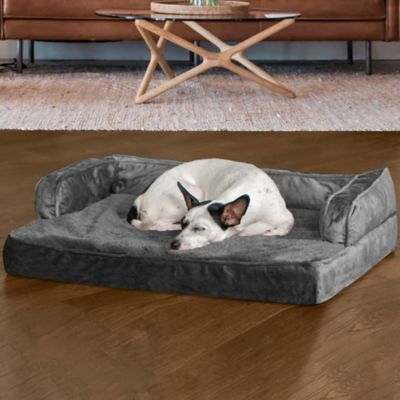 FurHaven Plush and Velvet Cooling Gel Top Memory Foam Comfy Couch Dog ...