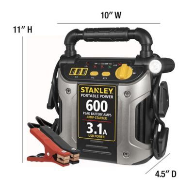 Stanley 600A Peak Automotive Jump Starter with USB, Instant 300A at ...