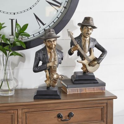 Harper & Willow Multi Colored Polystone Vintage Musician Sculptures, 2 ...