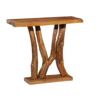 Harper & Willow Teak Wood Small Live Edge Tree Trunk Console Table, 35 ...