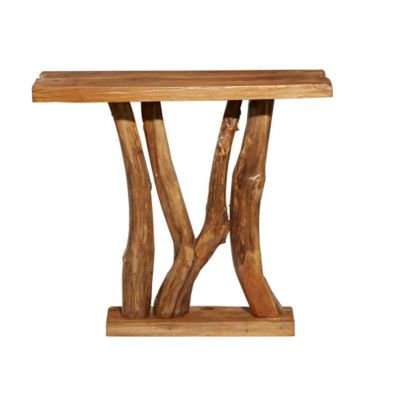 Harper & Willow Teak Wood Small Live Edge Tree Trunk Console Table, 35 ...