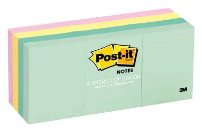 Post-it Notes Original Note Pads in Marseille Colors, 1-3/8 in. x 1-7/8 ...
