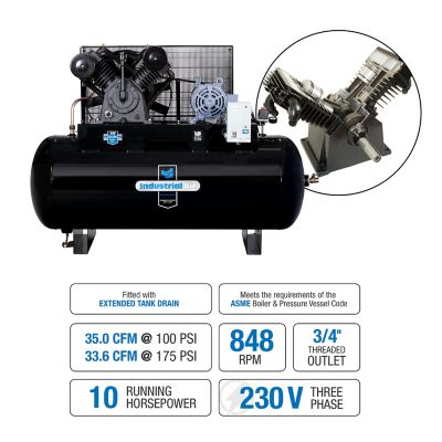 Industrial Air Contractor Industrial Air 10 HP Horizontal Two Stage Air ...