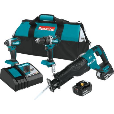 Makita Cordless 18V LXT Lithium-Ion Brushless Combo Tool Kit, 4.0Ah, 2 ...