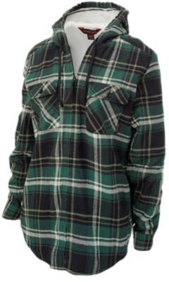 Tough Duck Plush Pile Lined Zip-Front Flannel Jacket with Hood at ...