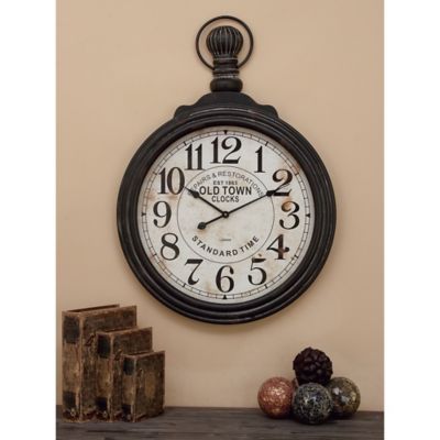 Harper & Willow 39 in. x 28 in. Vintage Wood Wall Clock, Brown at ...