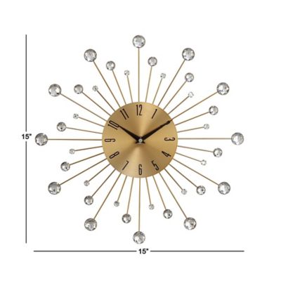 Harper & Willow 15 in. x 15 in. Glam Metal Wall Clock, Gold at Tractor ...