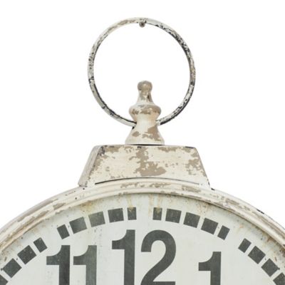 Harper & Willow 32 in. x 24 in. Vintage Metal Wall Clock, White at ...