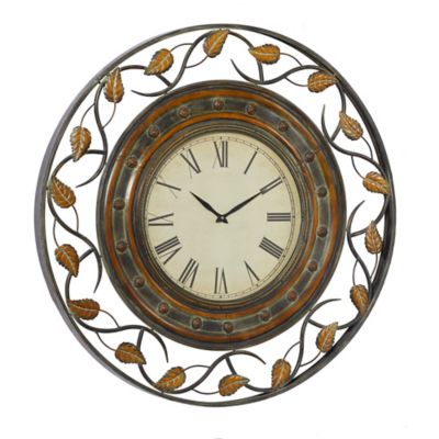 Harper & Willow 36 in. x 36 in. Rustic Metal Wall Clock, Brown at ...