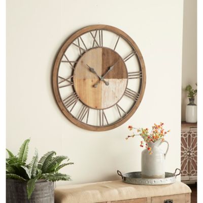 Harper & Willow 36 in. x 36 in. Rustic Metal Wall Clock, Brown at ...