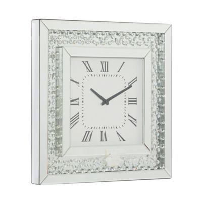 Harper & Willow 20 in. x 20 in. Glam Wood Wall Clock, Silver at Tractor ...