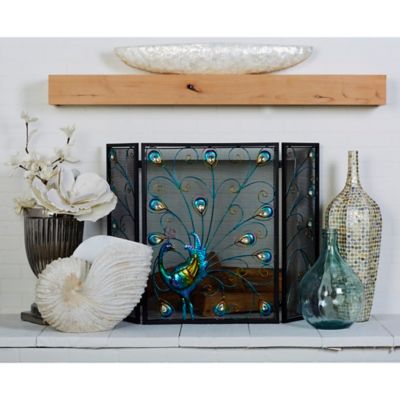 Harper & Willow Multicolor Metal Eclectic Fireplace Screen, 32 in. x 48 ...