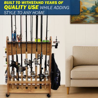 Rush Creek Creations 2-in-1 11-Rod Wall/Ceiling Fishing Rod Storage ...