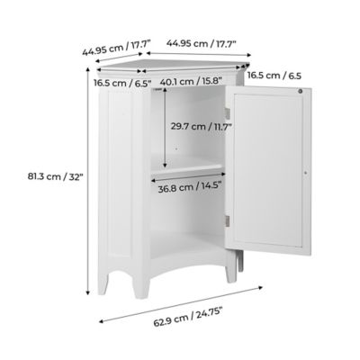 Elegant Home Fashions Glancy Wooden Corner Stand Floor Cabinet with 1 ...