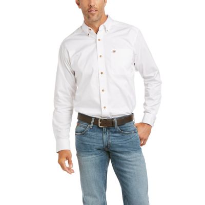 Ariat Men's Solid Twill Fitted Western Long-Sleeve Button-Down Shirt, M ...