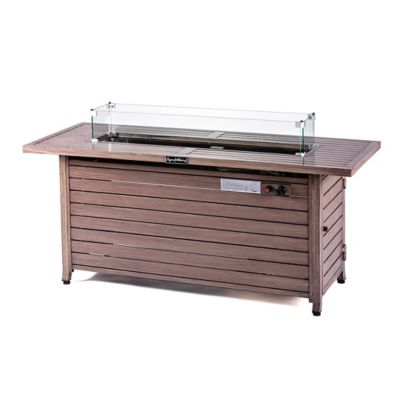 Legacy Heating Rectangular Glass Wind Guard Fire Table, Includes Cover ...