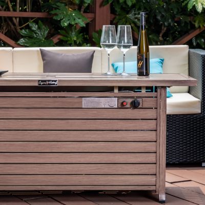 Legacy Heating Rectangular Glass Wind Guard Fire Table, Includes Cover ...