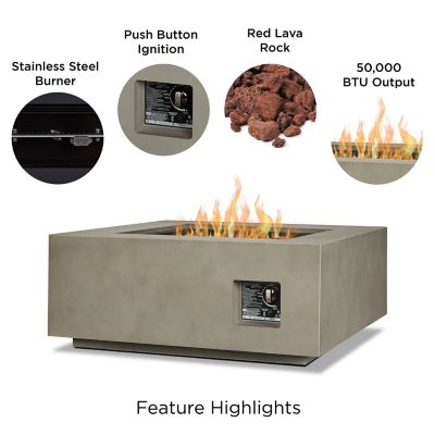 Real Flame Aegean Square Propane Gas Fire Table with Natural Gas ...