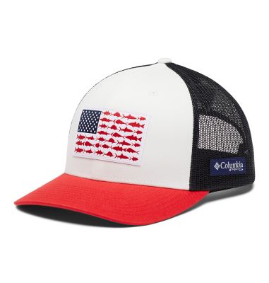 Columbia Sportswear Unisex Adult PFG Mesh Snapback Fish Flag Ball Cap ...