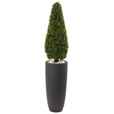 Nearly Natural 50 in. Boxwood Topiary, Includes Gray Cylindrical ...