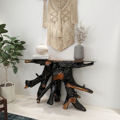Harper & Willow Teak Wood Contemporary Console Table, 49 in. x 16 in. x ...