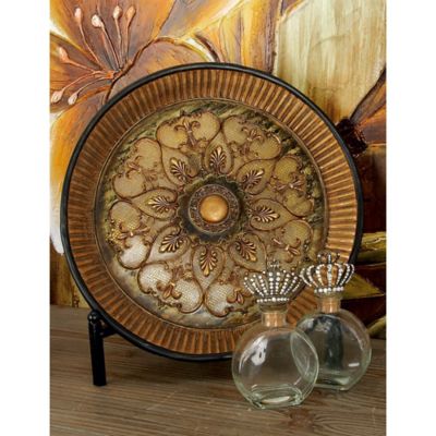 Harper & Willow Gold Polystone Traditional Decorative Plate Stand, 1 in ...