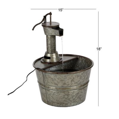 Harper & Willow Grey Iron Farmhouse Water Fountain, 18 in. x 15 in. x ...