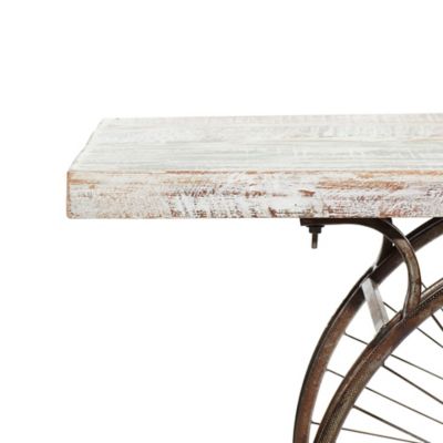 Harper & Willow White Metal and Wood Rustic Console Table, 38 in. x 14 ...