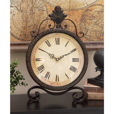 Harper & Willow Brown Metal Rustic Clock, 17 in. x 11 in. x 3 in. at ...
