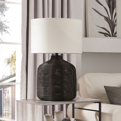 Hudson&Canal Jolina Oversize Table Lamp, Black Rattan at Tractor Supply Co