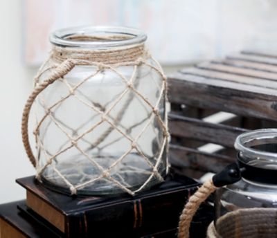Harper & Willow 8 in. Glass Coastal Candle Holder Lantern, Brown, 8 in ...