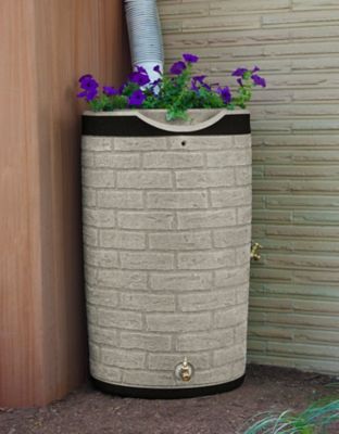 Good Ideas 50 gal. Impressions Downton Rain Saver Barrel, Sandstone ...