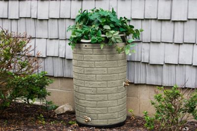 Good Ideas 50 gal. Impressions Downton Rain Saver Barrel, Sandstone ...