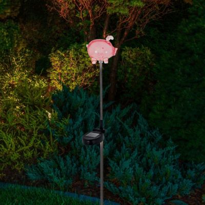 Lux-Landscape 28.35 in. Solar-Powered Pig Light, Pink at Tractor Supply Co.