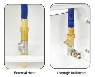 HoseCoil Side Mount Expandable White Enclosure with 25 ft. Blue Hose ...