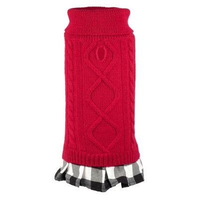 Worthy Dog Plaid Layered-Look Two-Fer Pet Pullover Turtleneck Dog ...
