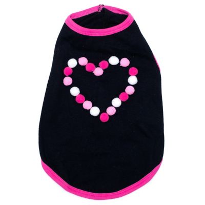 Worthy Dog Pom-Pom Heart Dog T-Shirt, L,Black at Tractor Supply Co
