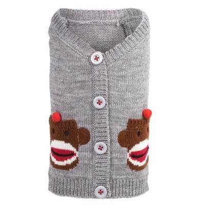 Worthy Dog Sock Monkey Pullover Cardigan Dog Sweater, L,Gray at Tractor ...