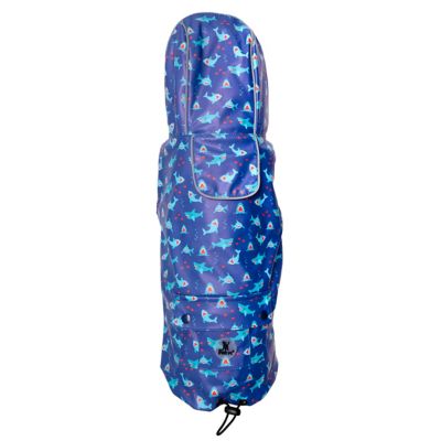 Worthy Dog Water-Resistant London Dog Raincoat, XL,Blue Sharks at ...